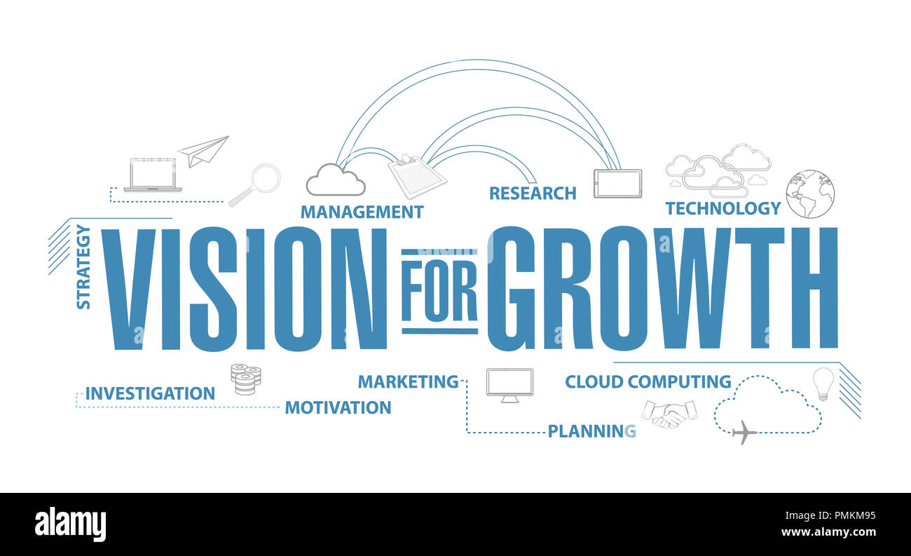 Vision for growth diagram plan concept isolated over a white background ...