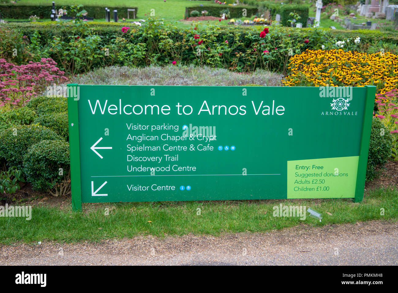 Welome to Arnos Vale Cemetery, sign at main entrance Stock Photo - Alamy