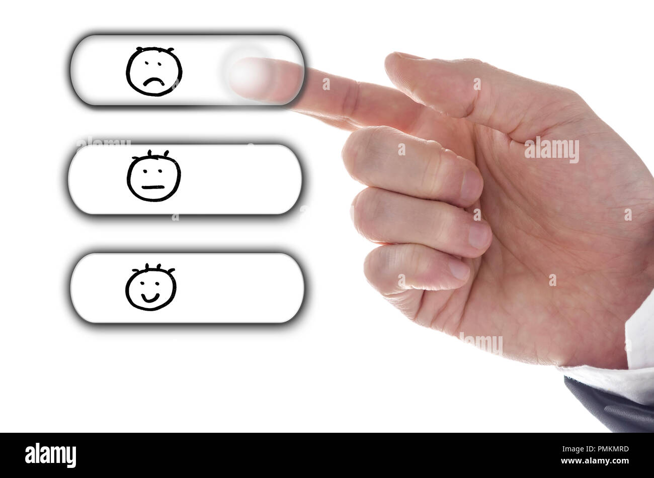 Hand choosing Poor icon on customer satisfaction survey Stock Photo - Alamy