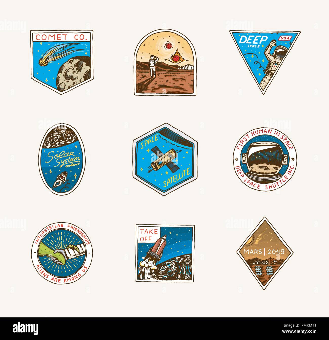 Vintage Space logo. Exploration of the astronomical galaxy. mission ...