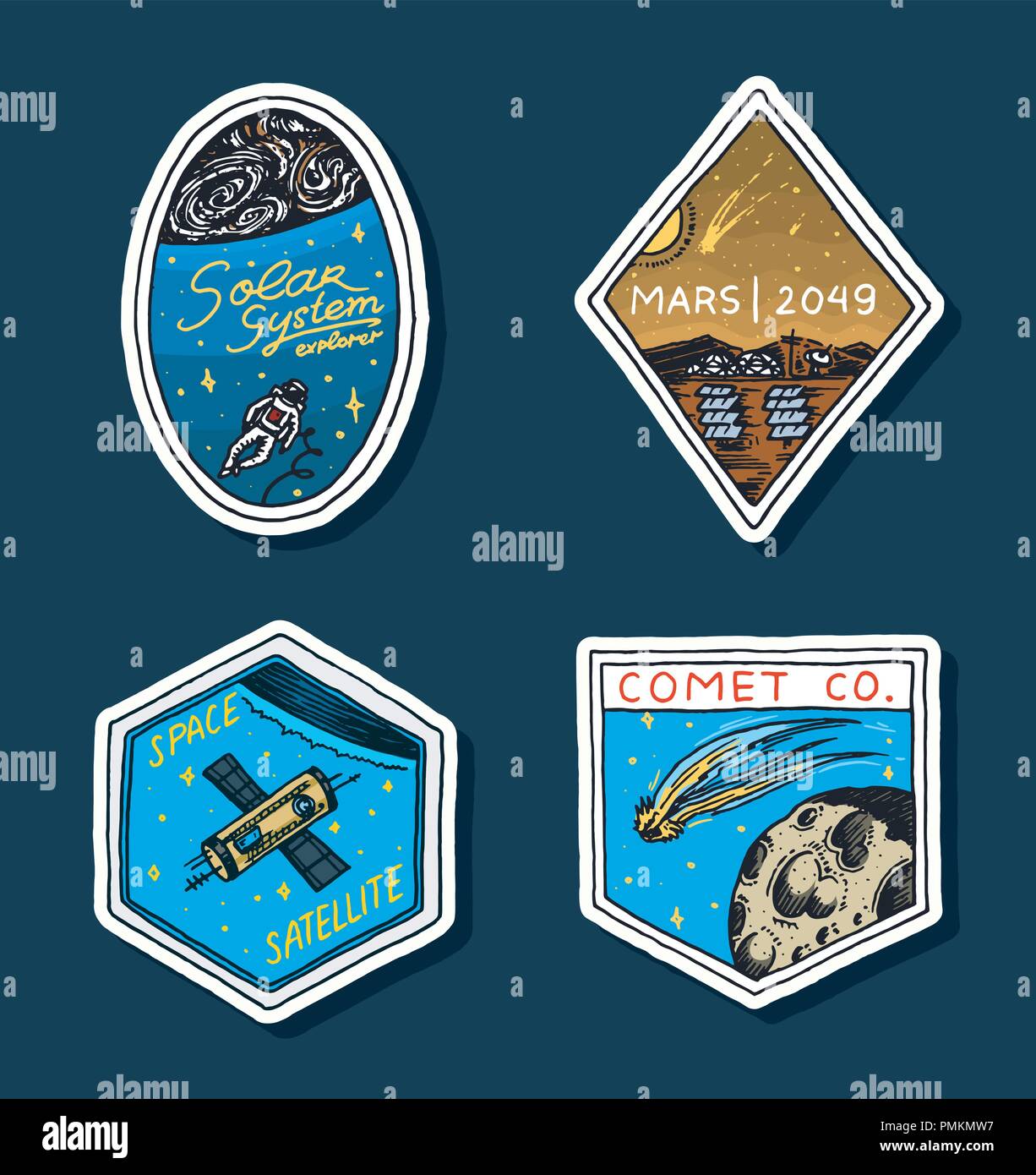 Vintage Space logo. Exploration of the astronomical galaxy. mission ...