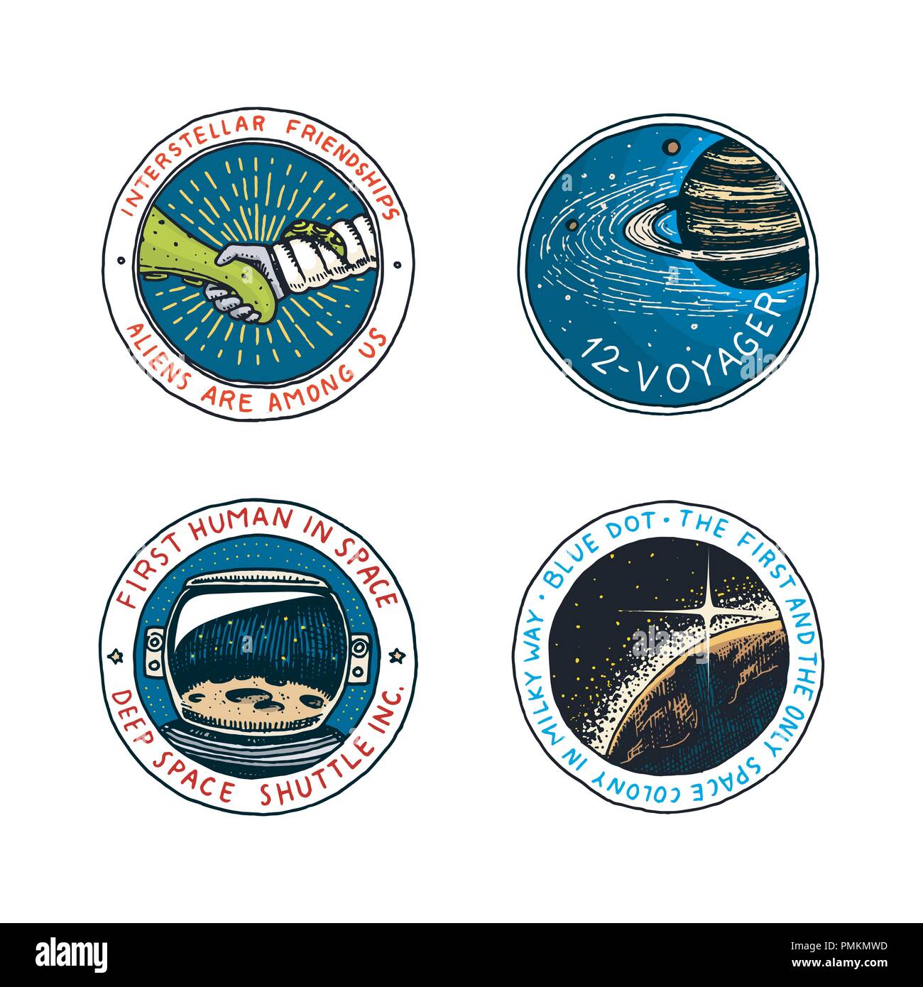 Vintage Space logo. Exploration of the astronomical galaxy. mission ...