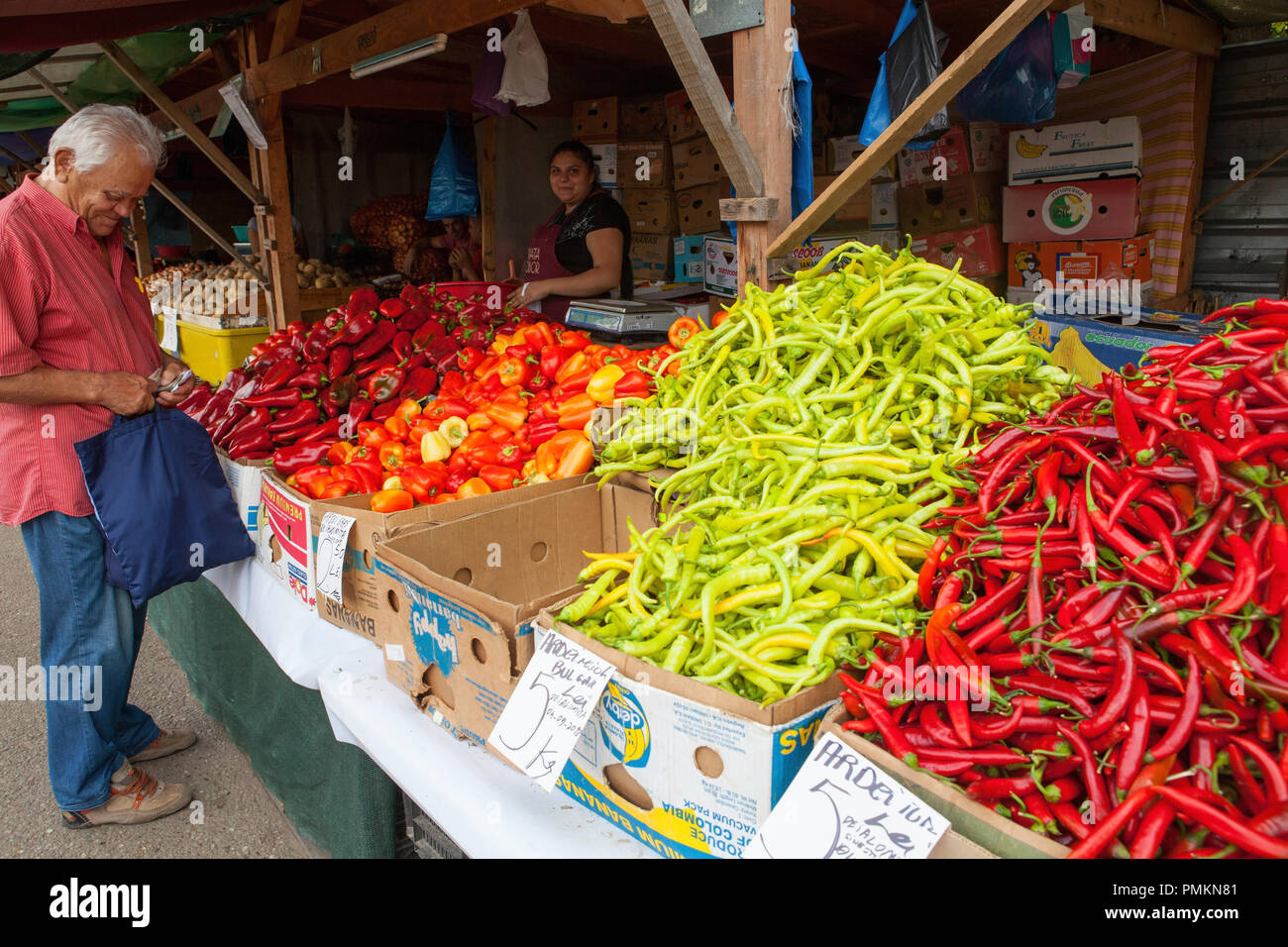 vegetable stall at Obor Market in Bucharest, Romania Stock Photo - Alamy
