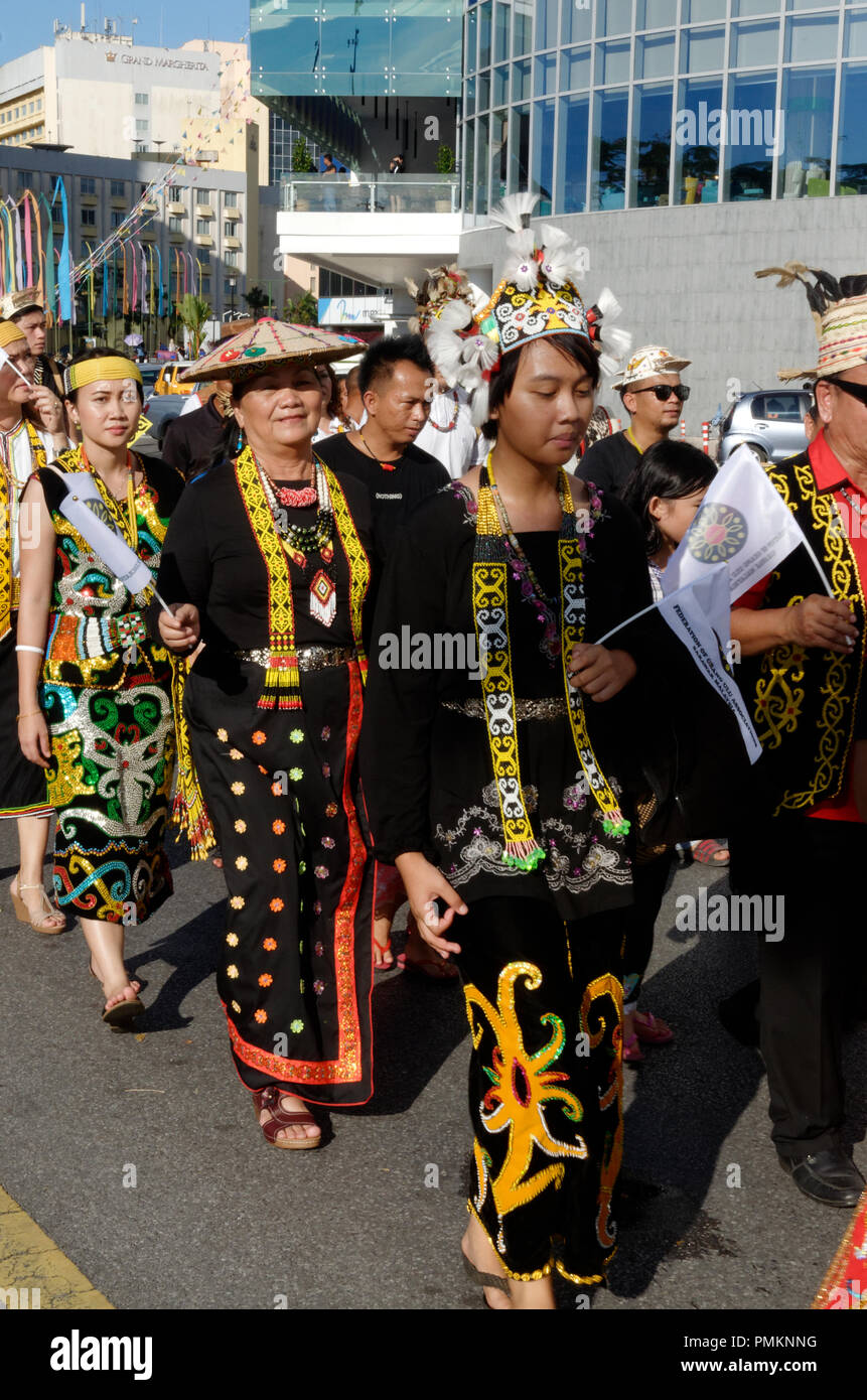 Gawai parade, Borneo natives, Kuching, Sarawak, Malaysia Stock Photo ...