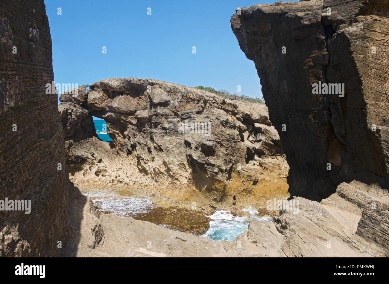rock formations of cueva del indio at punta las tunas on northern coast ...