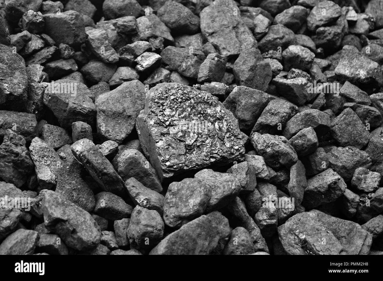 A heap of black natural coal, photo of coal mine background, texture ...