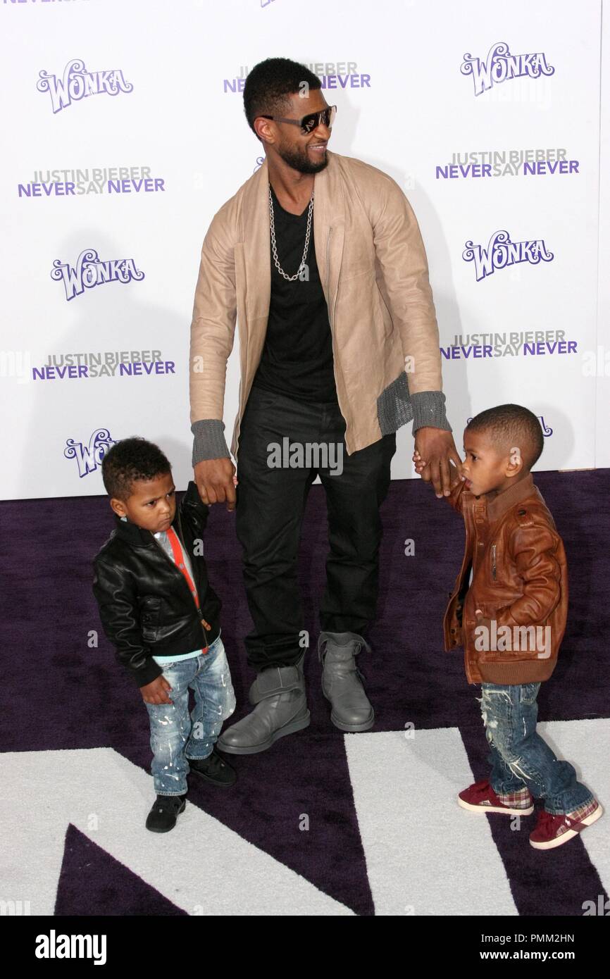 Usher, sons Usher V and Naviyd at the Los Angeles Premiere of Paramount ...
