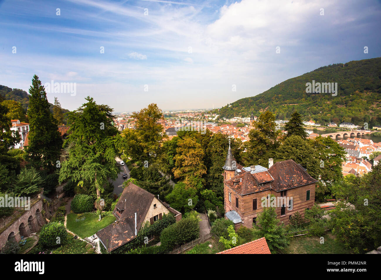 View across the city of Heidelberg Germany with rooftop, old ...