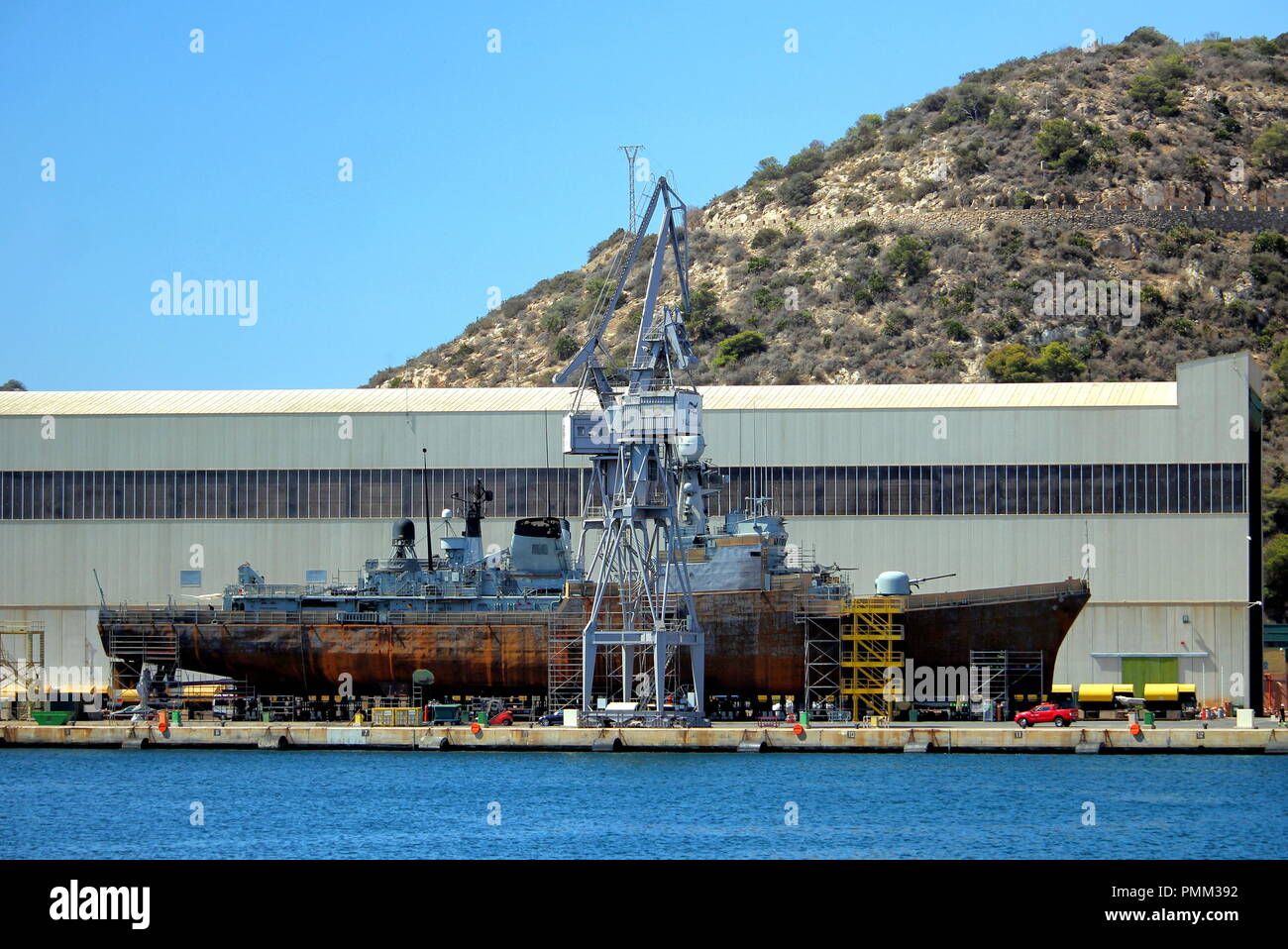 Cartagena, Murcia, Spain - August 01 2018: A Spanish navy warship being ...