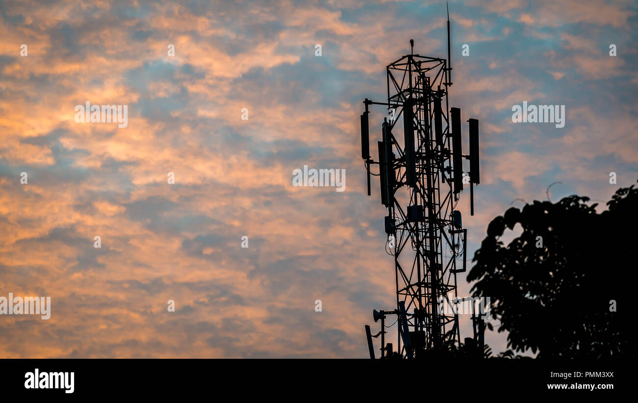 digital communication tower with beautiful sky as the background at ...