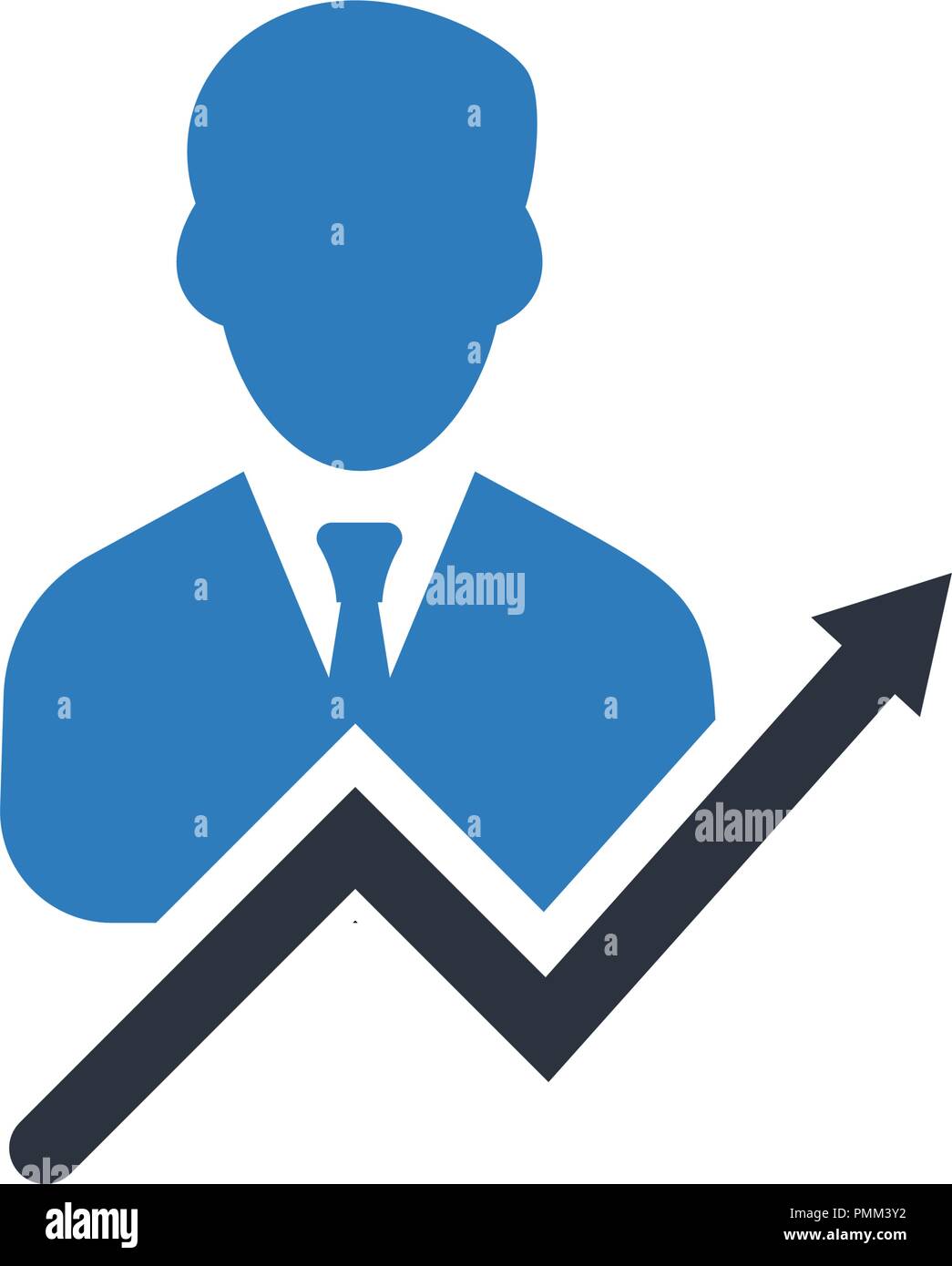 Arrow going up - with businessman icon vector blue Stock Vector Image ...