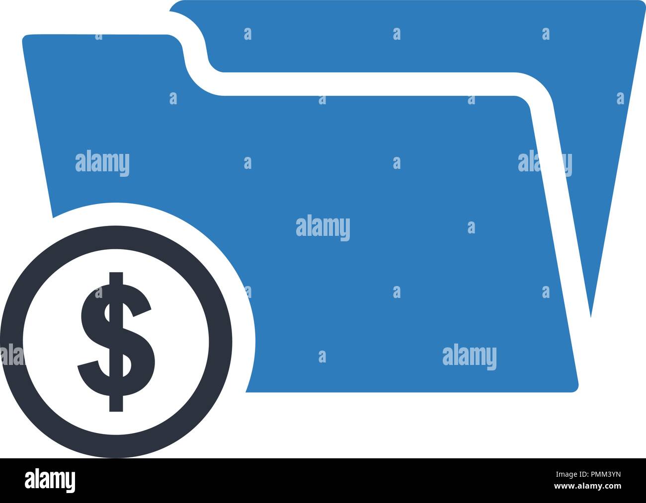 Dollar folder vector icon - Financial Folder simple icon blue Stock ...