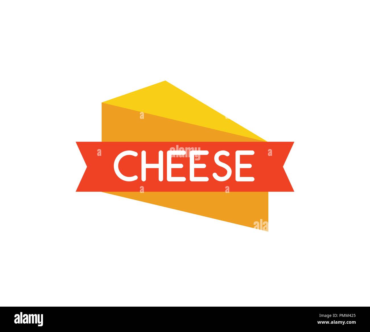 Vector Emblem of Cheese with Red ribbon and caption on white background ...