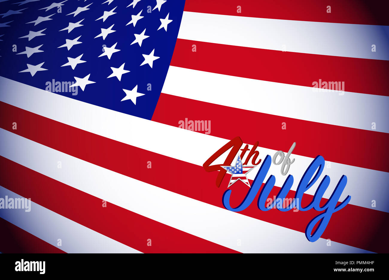 4th of july sign. Vector Illustration. over a patriotic background ...