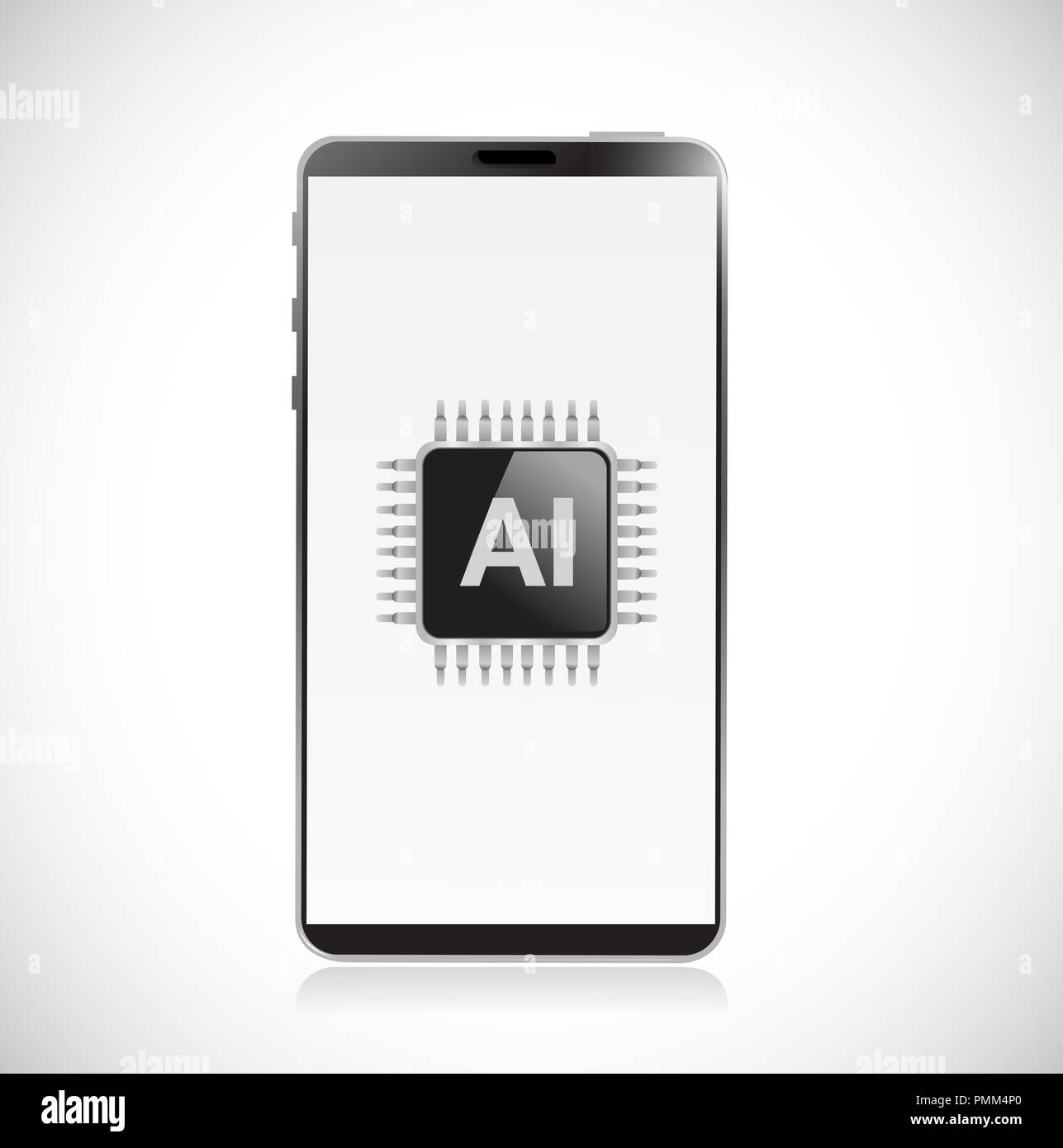 ai processor and smartphone. vector illustration. isolated over a white ...