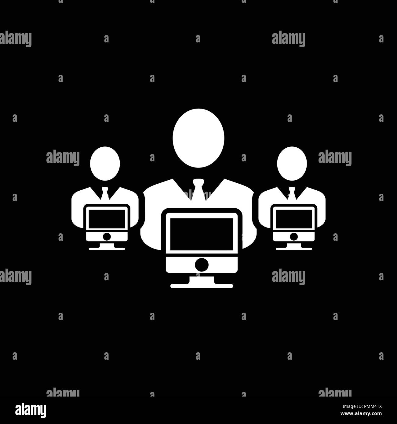 Business man working on computer Black and White Stock Photos & Images ...