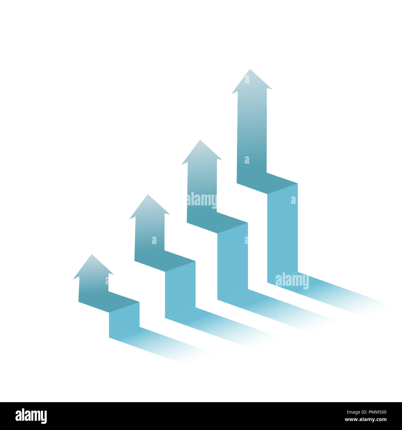 business graph moving upward isolated over a white background Stock ...