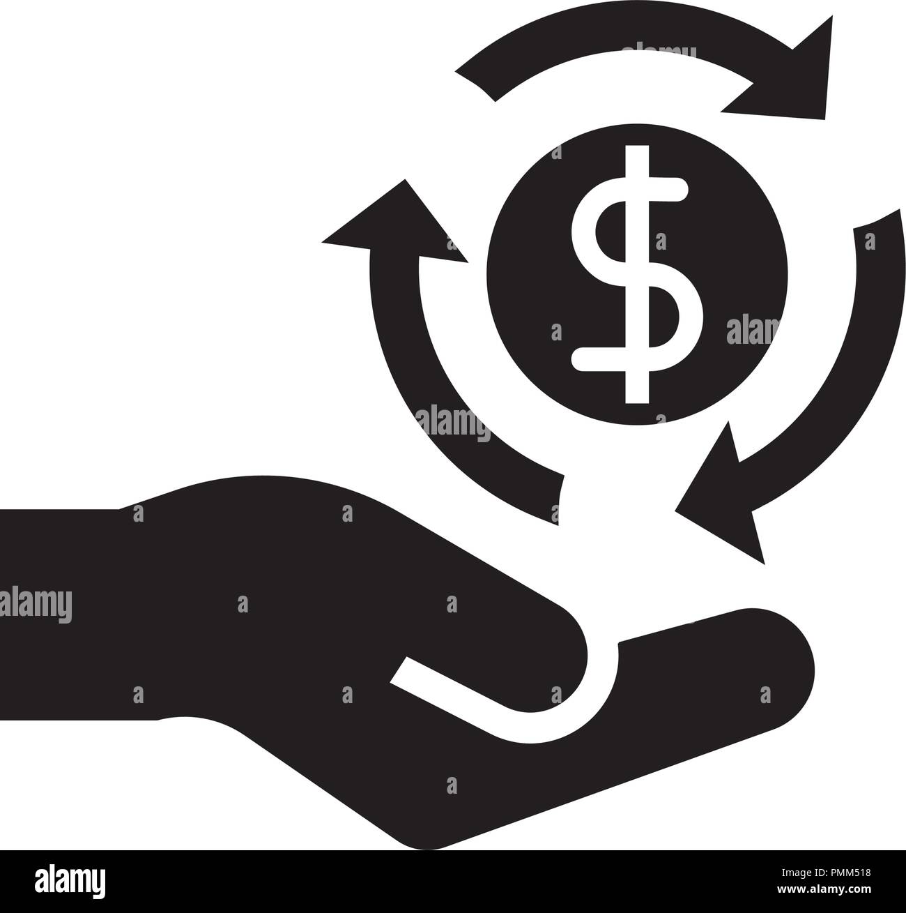 Hand holding coin white background Stock Vector Images - Alamy