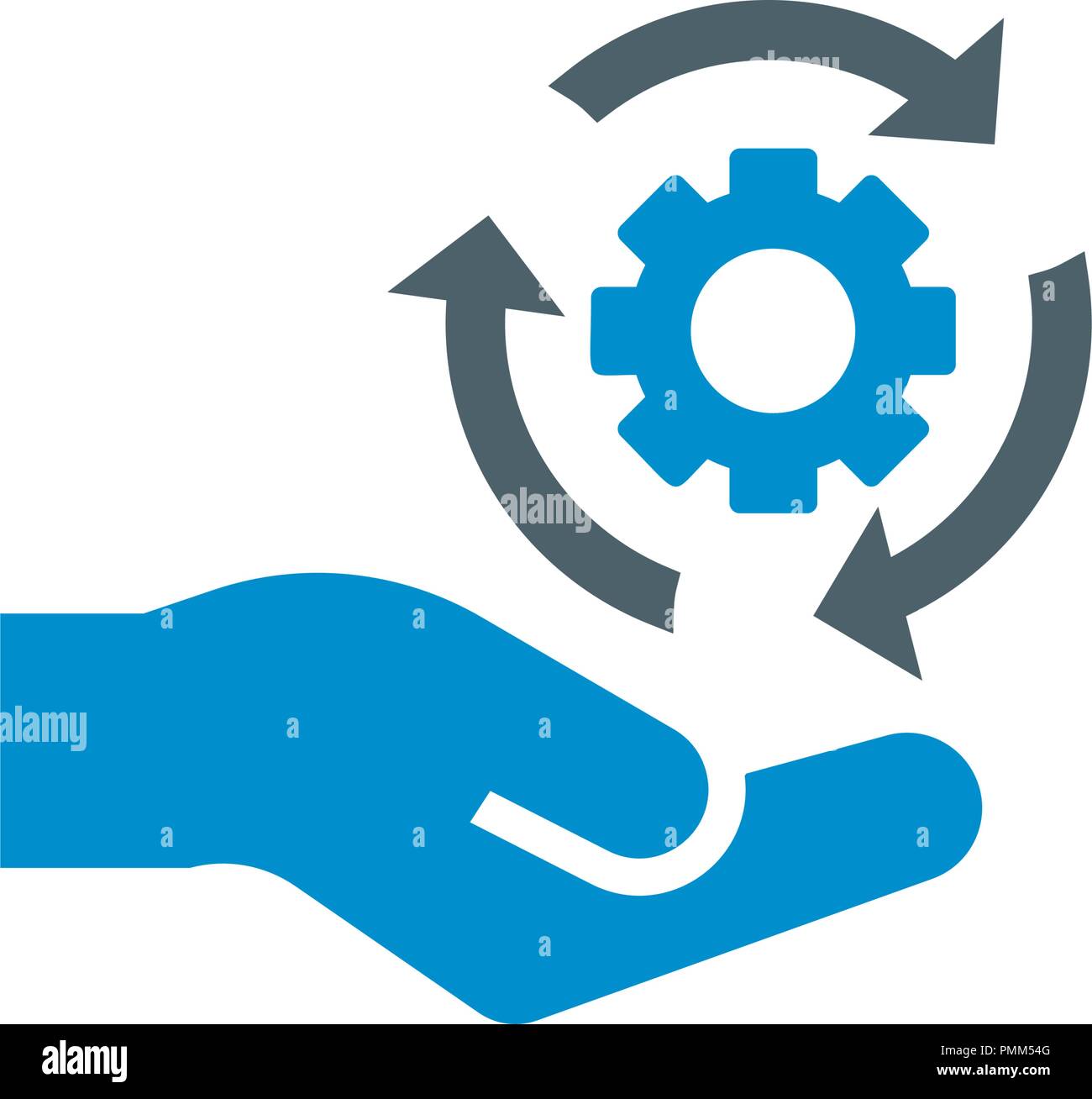 Hand holding setting icon - management vector icon blue Stock Vector ...