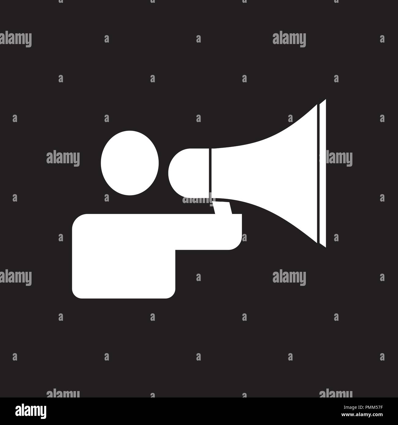 Men hand holding a mike icon - vector white Stock Vector Image & Art ...