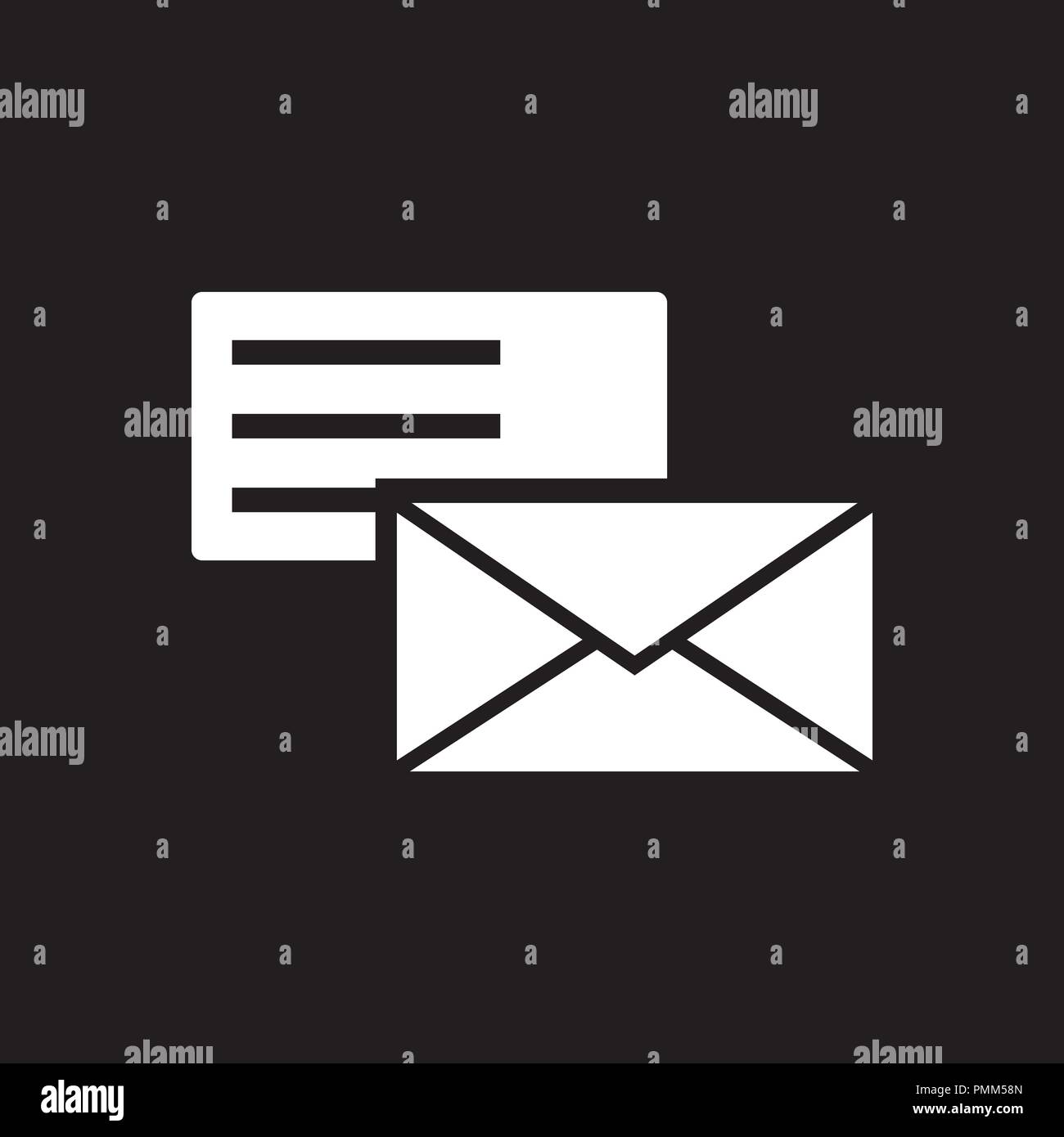 Messaging chat icon white - on a black background Stock Vector Image ...