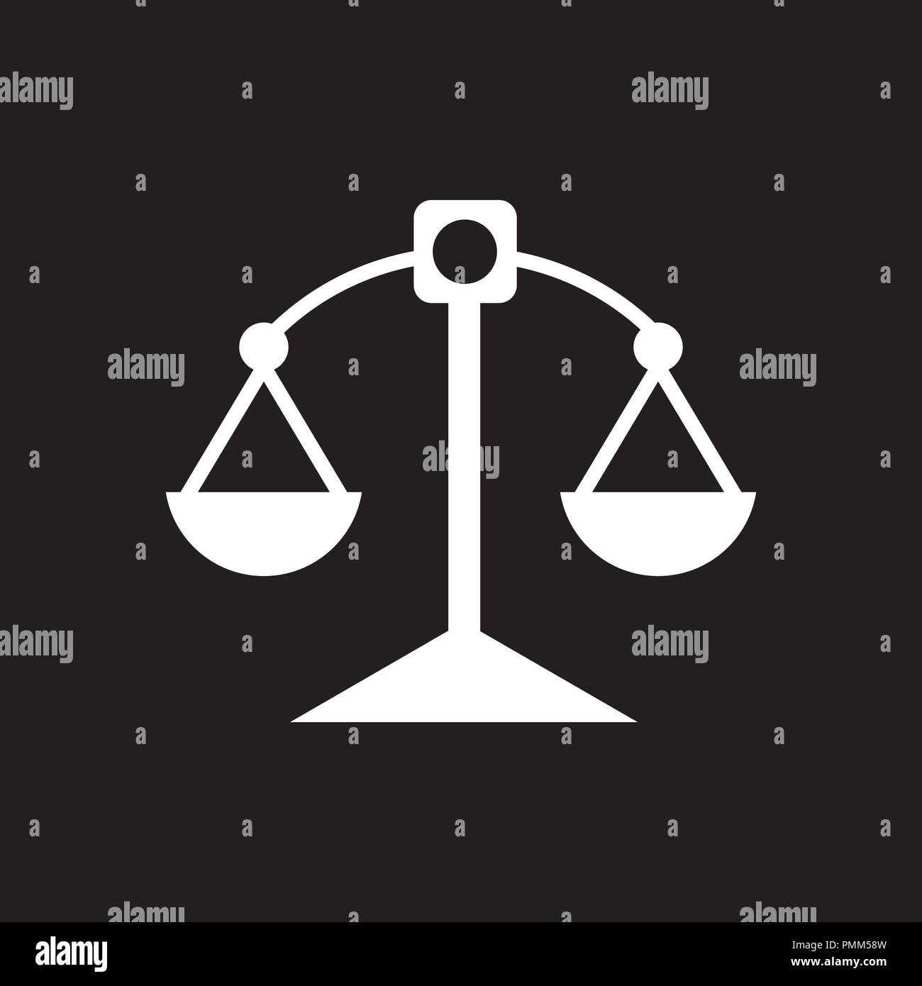 Justice scale icon white - on black background Stock Vector Image & Art ...