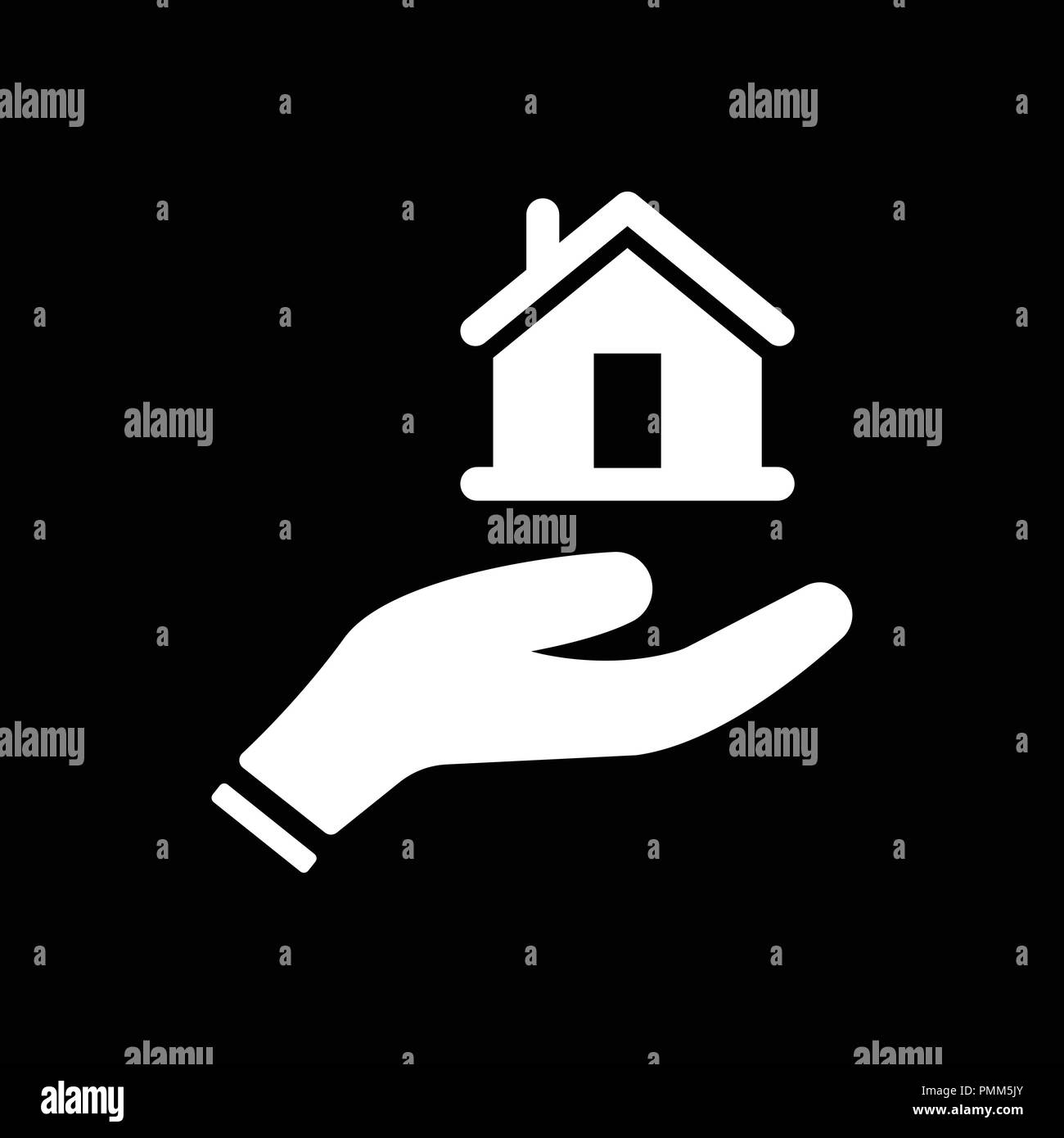 Hand holding up house icon vector white Stock Vector Image & Art - Alamy