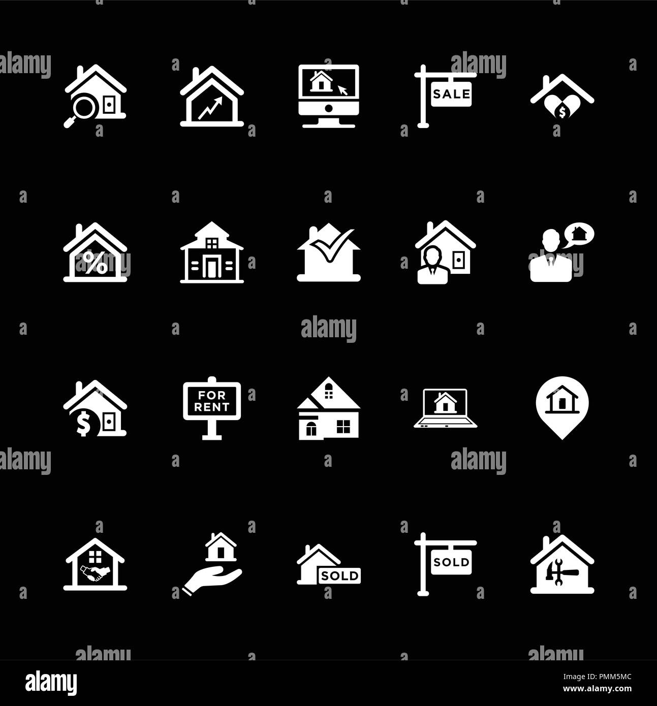 Real Estate Icons Set Vector White Stock Vector Image & Art - Alamy
