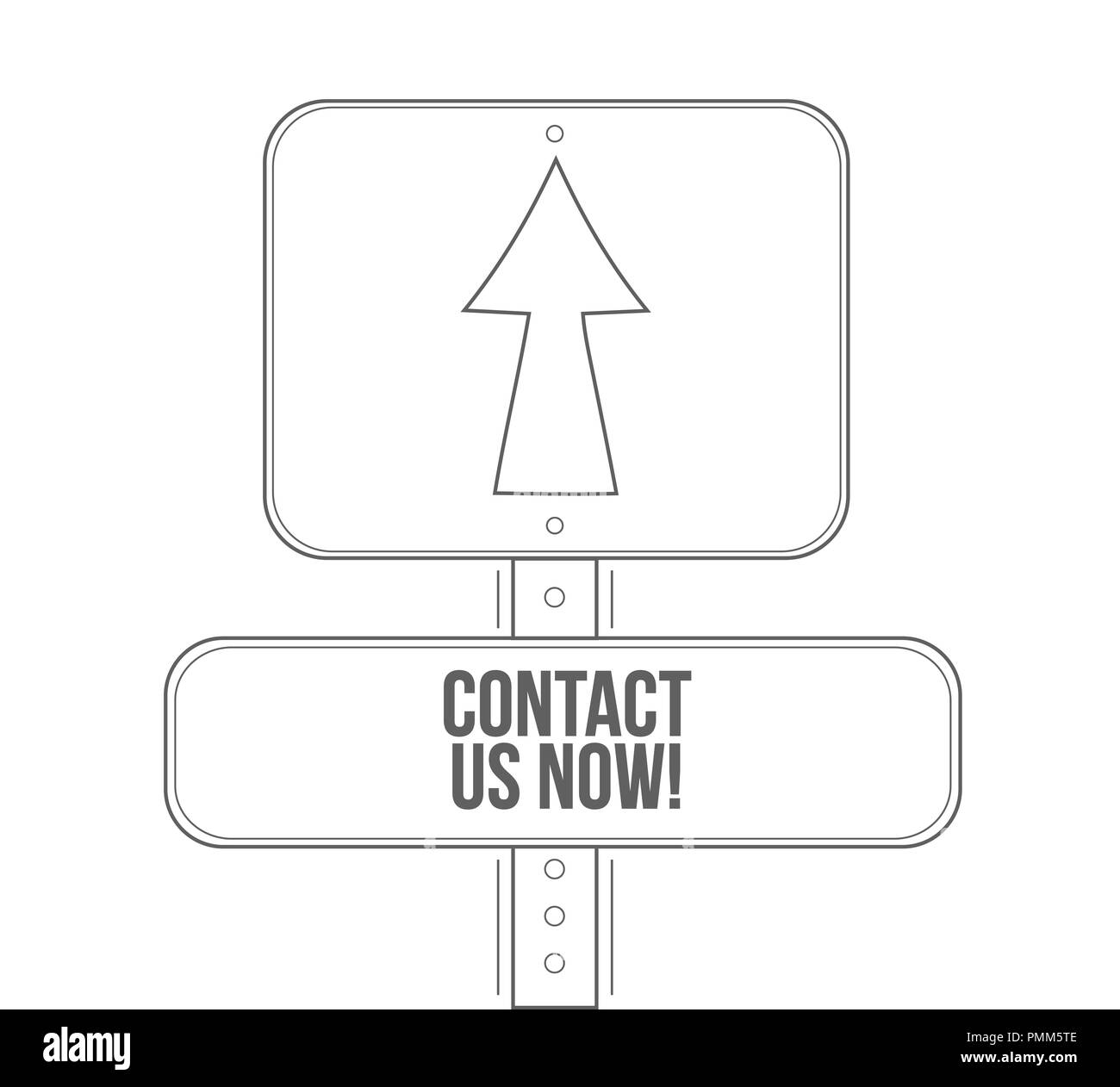 Contact us now line street sign isolated over a white background Stock ...
