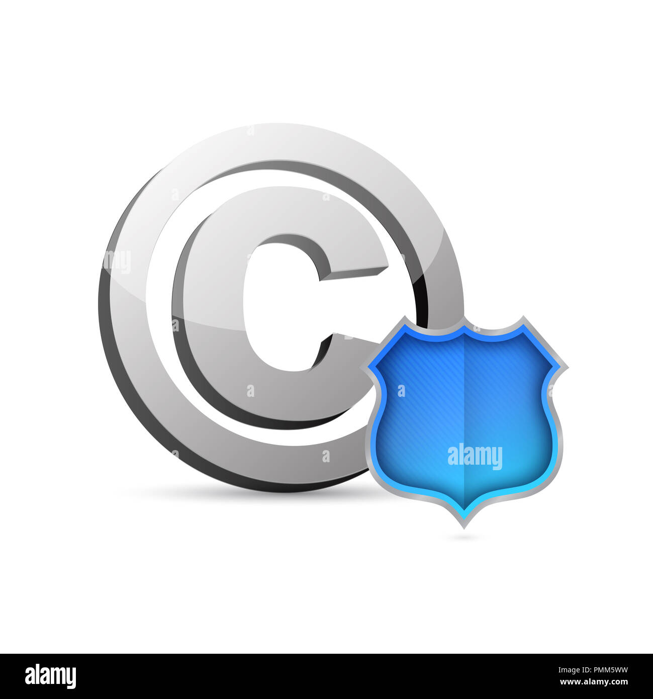 Copyright protection illustration isolated over a white background ...
