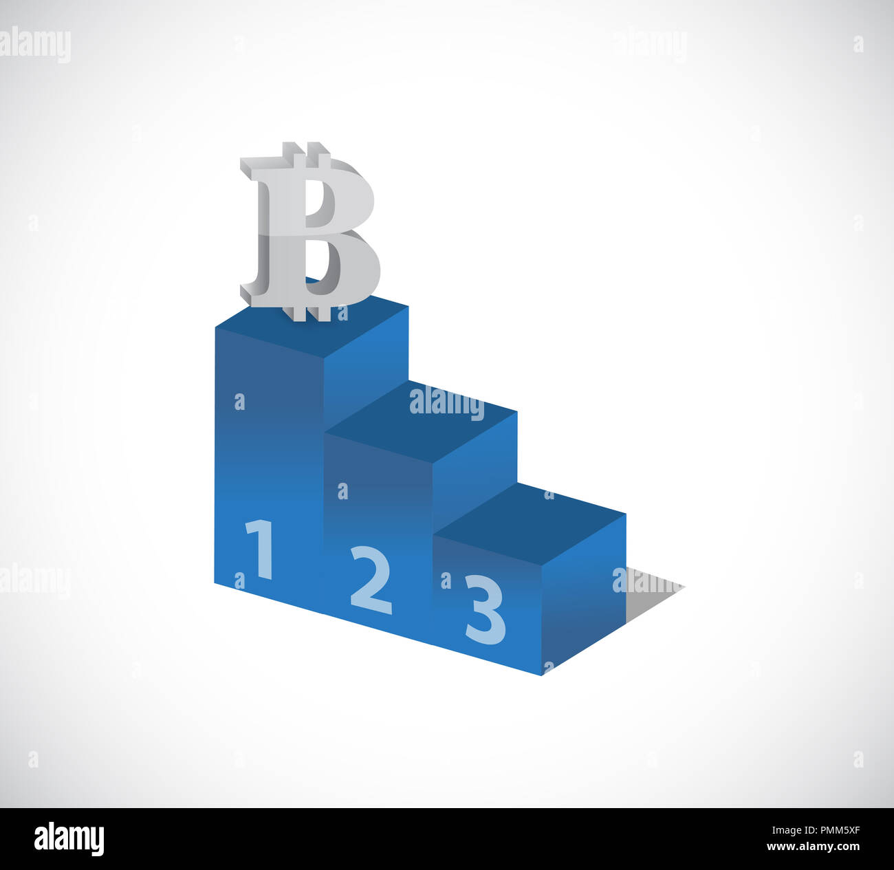 bitcoin currency in top of the leader podium. bussiness concept ...