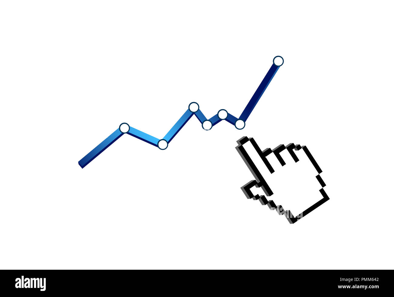business graph with pointing hand illustration background Stock Photo ...