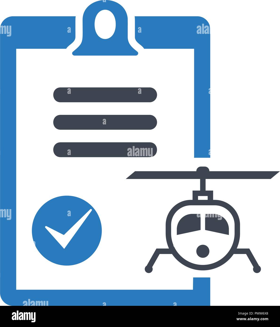 Helicopter insurance icon vector - Auto identity Document icon blue ...
