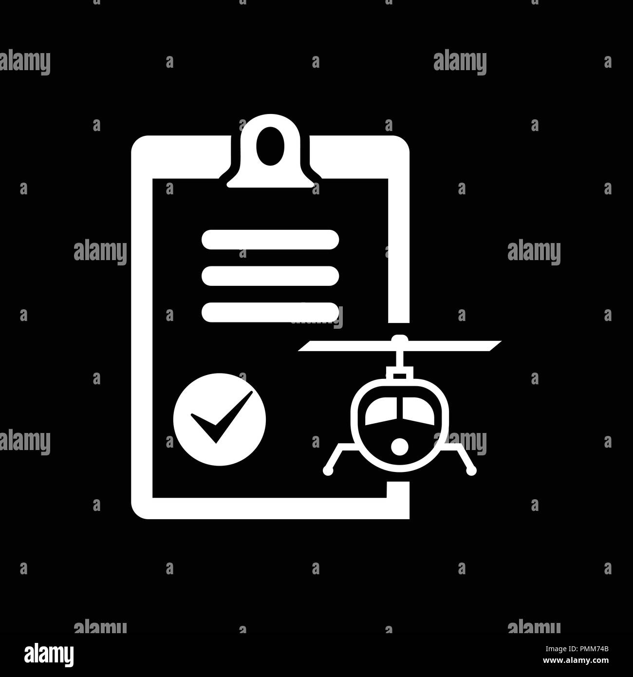 Helicopter insurance icon vector - Auto identity Document icon white ...