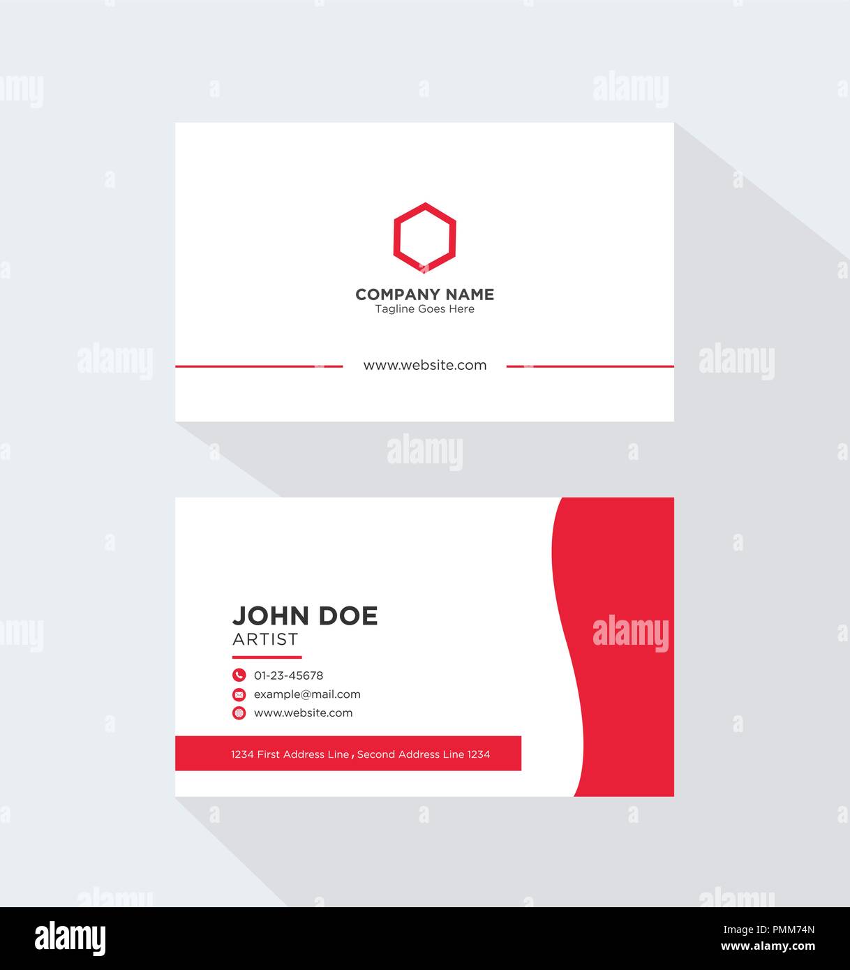 Clean White and Red Business Card Stock Vector Image & Art - Alamy