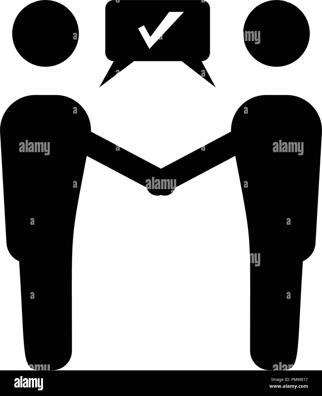 Business people and the check mark for a business deal icon black Stock ...
