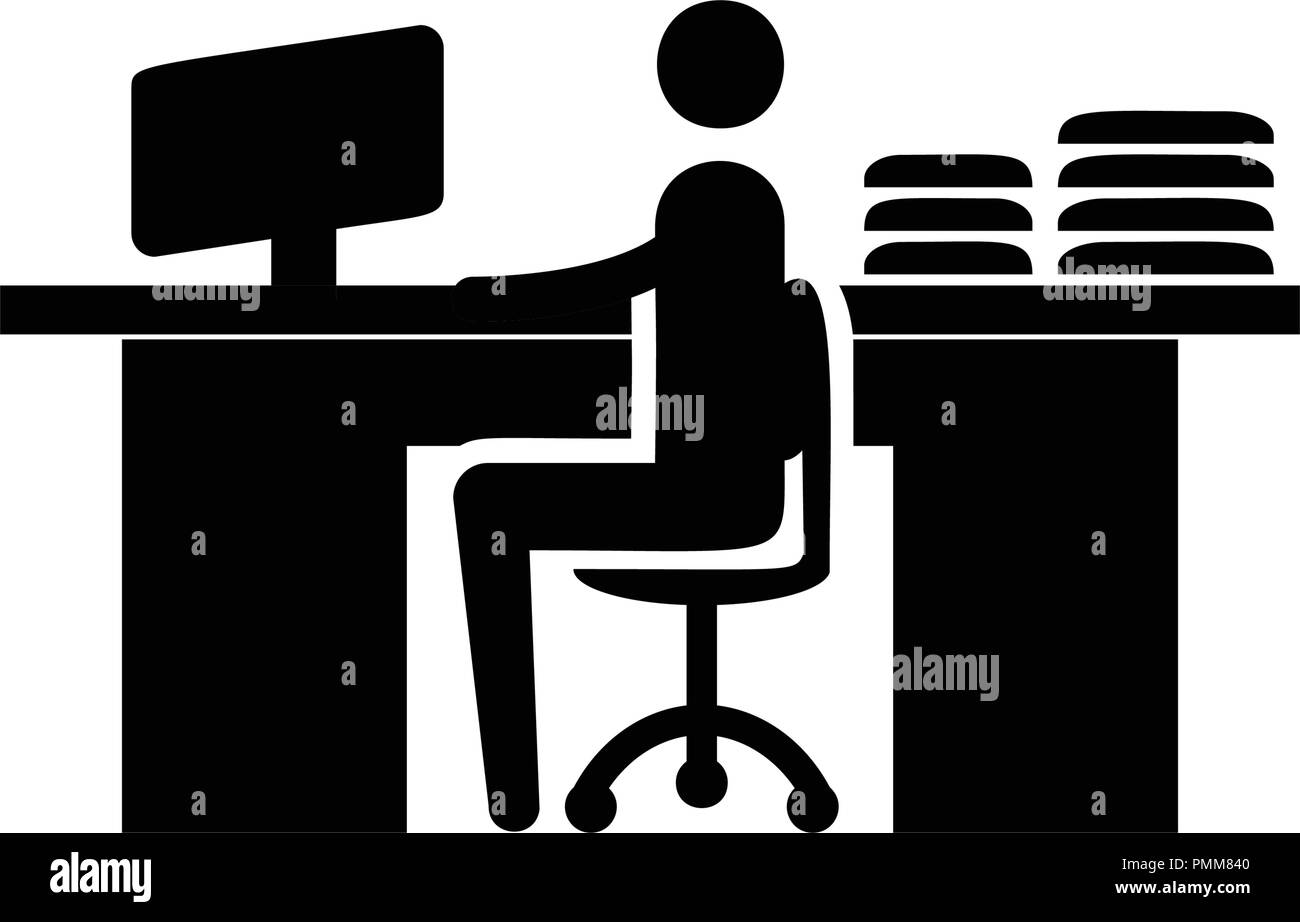 Black man in office desk Stock Vector Images - Alamy