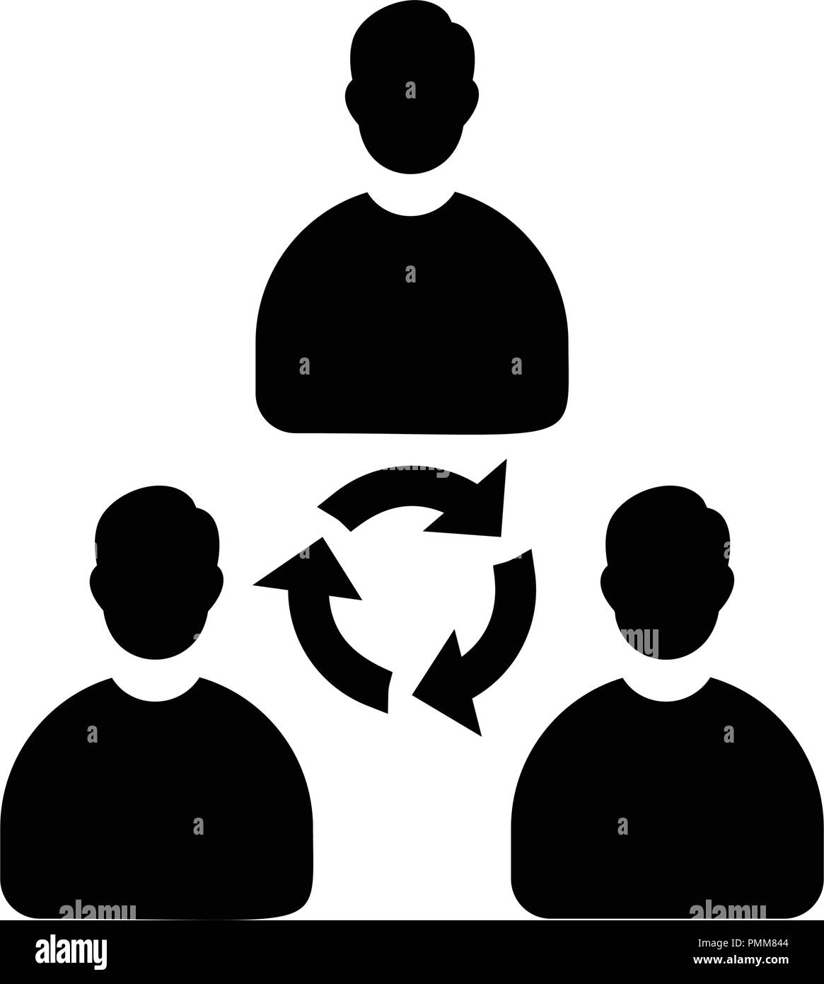 Teamwork of business people circle icon vector black Stock Vector Image ...