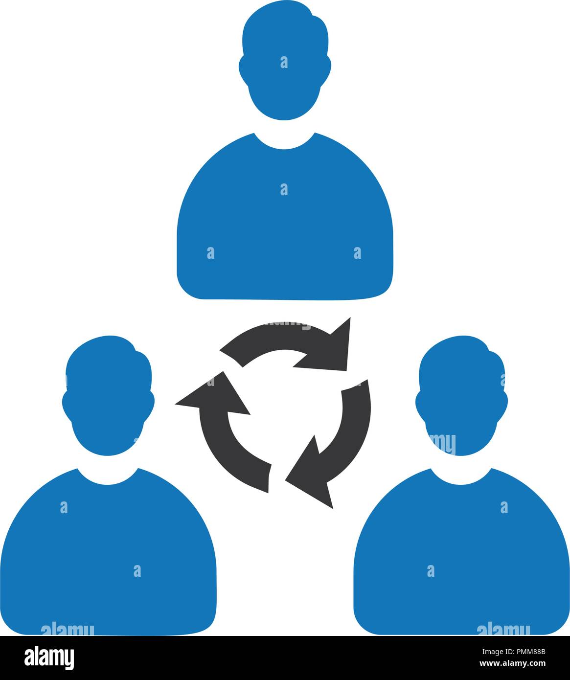 Teamwork of business people circle icon vector blue Stock Vector Image ...