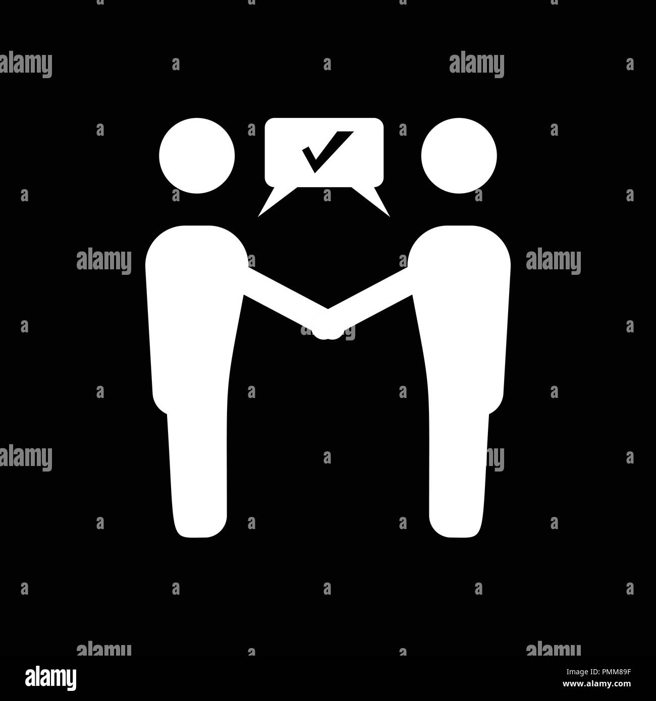 Business people and the check mark for a business deal icon white Stock ...