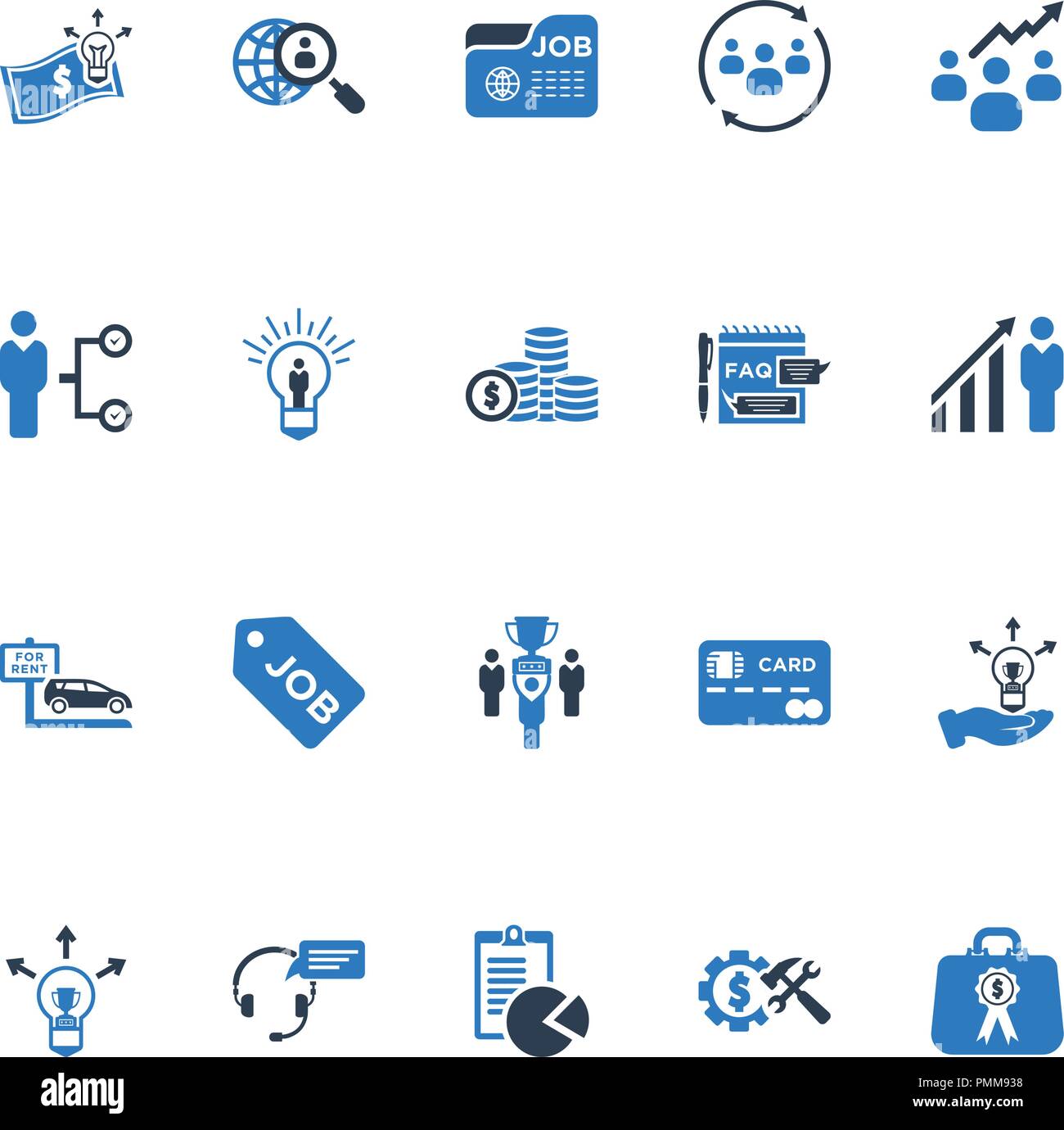 Corporate Development Business - set of flat vector icons blue Stock ...