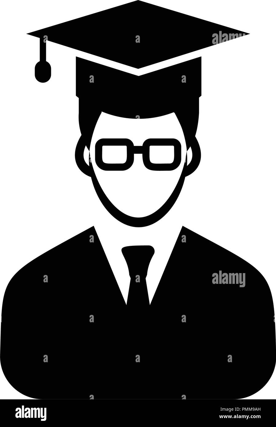 Graduate man icon - education icon - vector black Stock Vector Image ...