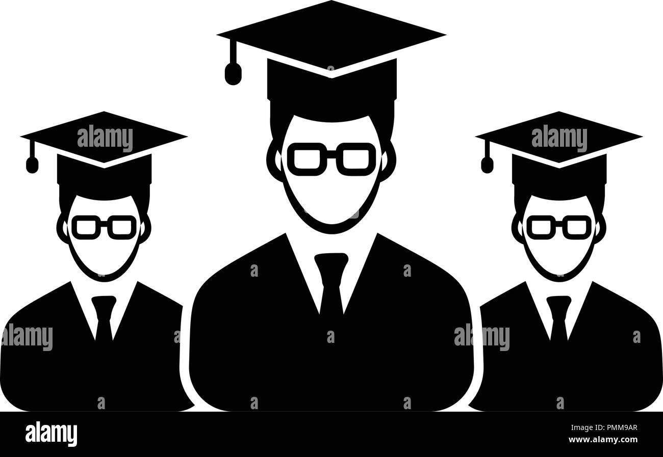 Graduate Student Team Icon - The male symbol with cap - education glyph ...
