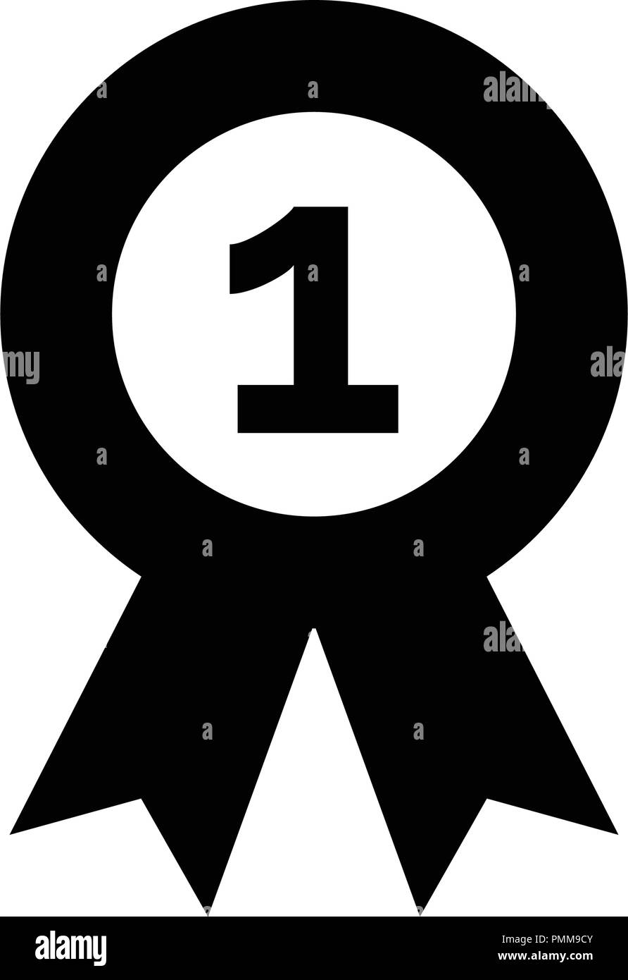 Number one winner ribbon award badge vector black Stock Vector Image ...