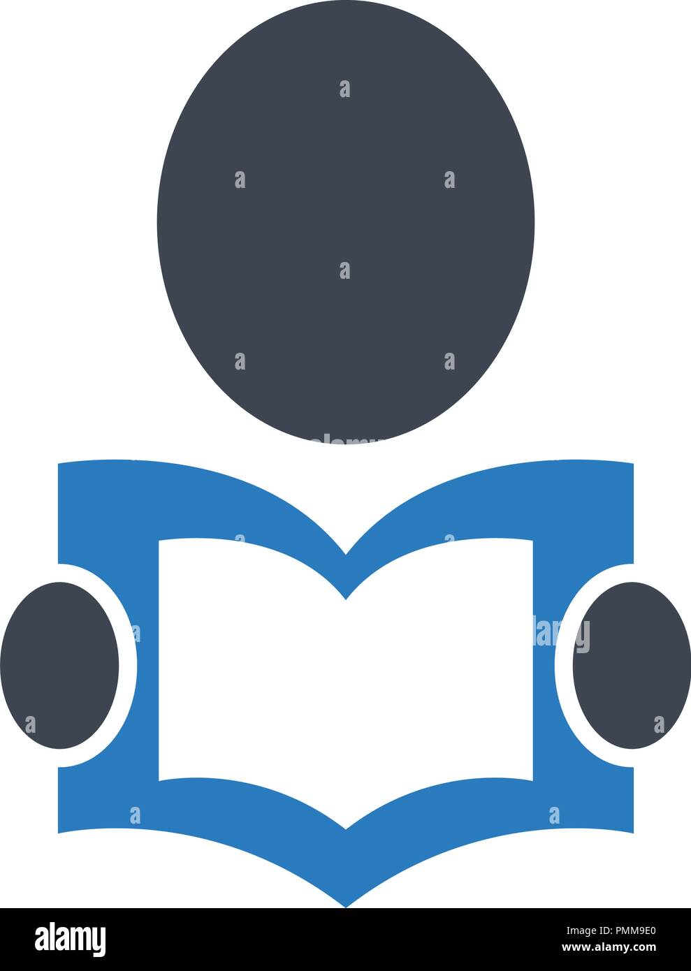 Boy reading book icon vector blue Stock Vector Image & Art - Alamy