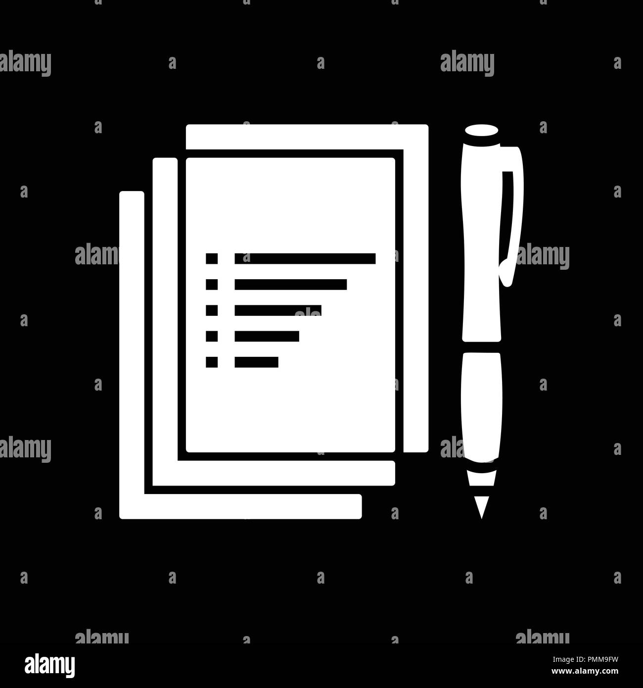 Notebook and pen vector icon white Stock Vector Image & Art - Alamy