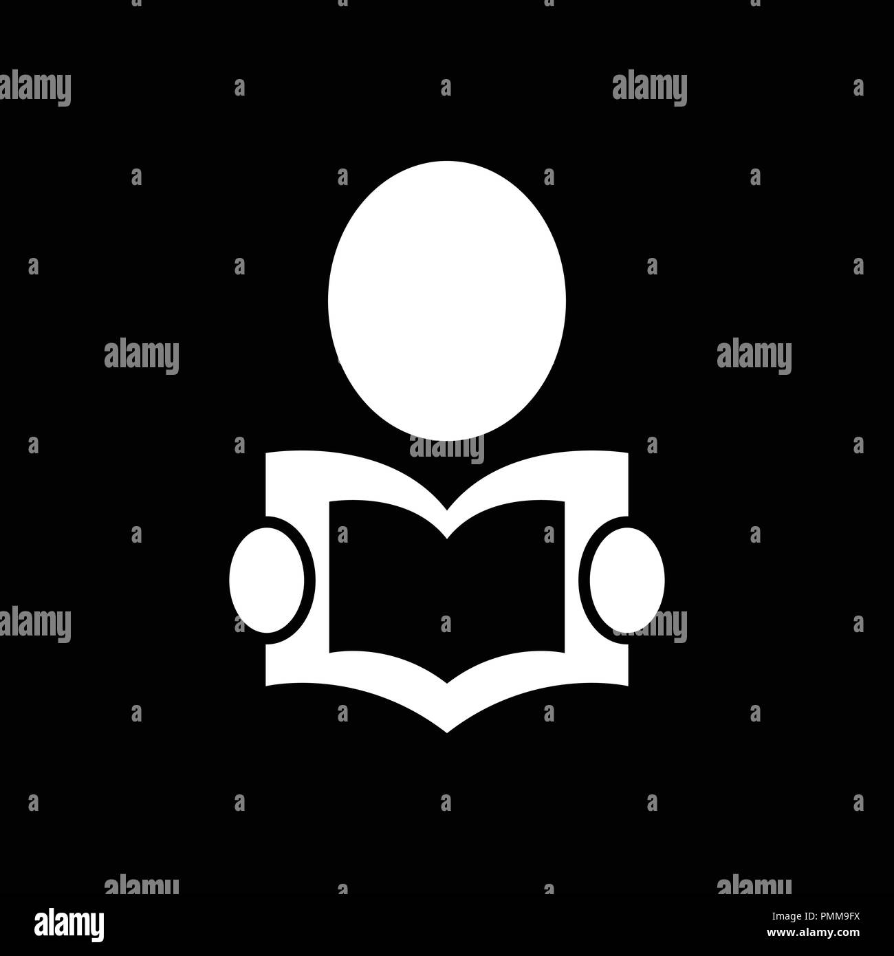 Boy reading book icon vector white Stock Vector Image & Art - Alamy
