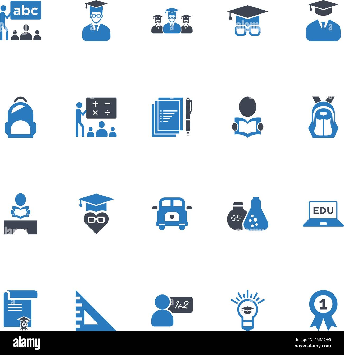 Education icons set - Education icons vector blue Stock Vector Image ...
