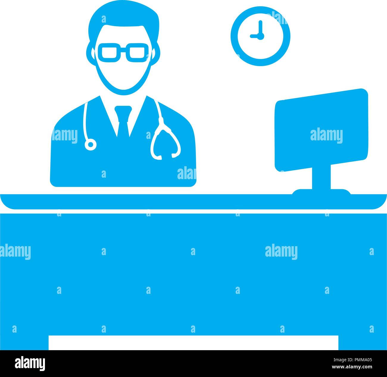 Doctor working time icon Blue Stock Vector Image & Art - Alamy