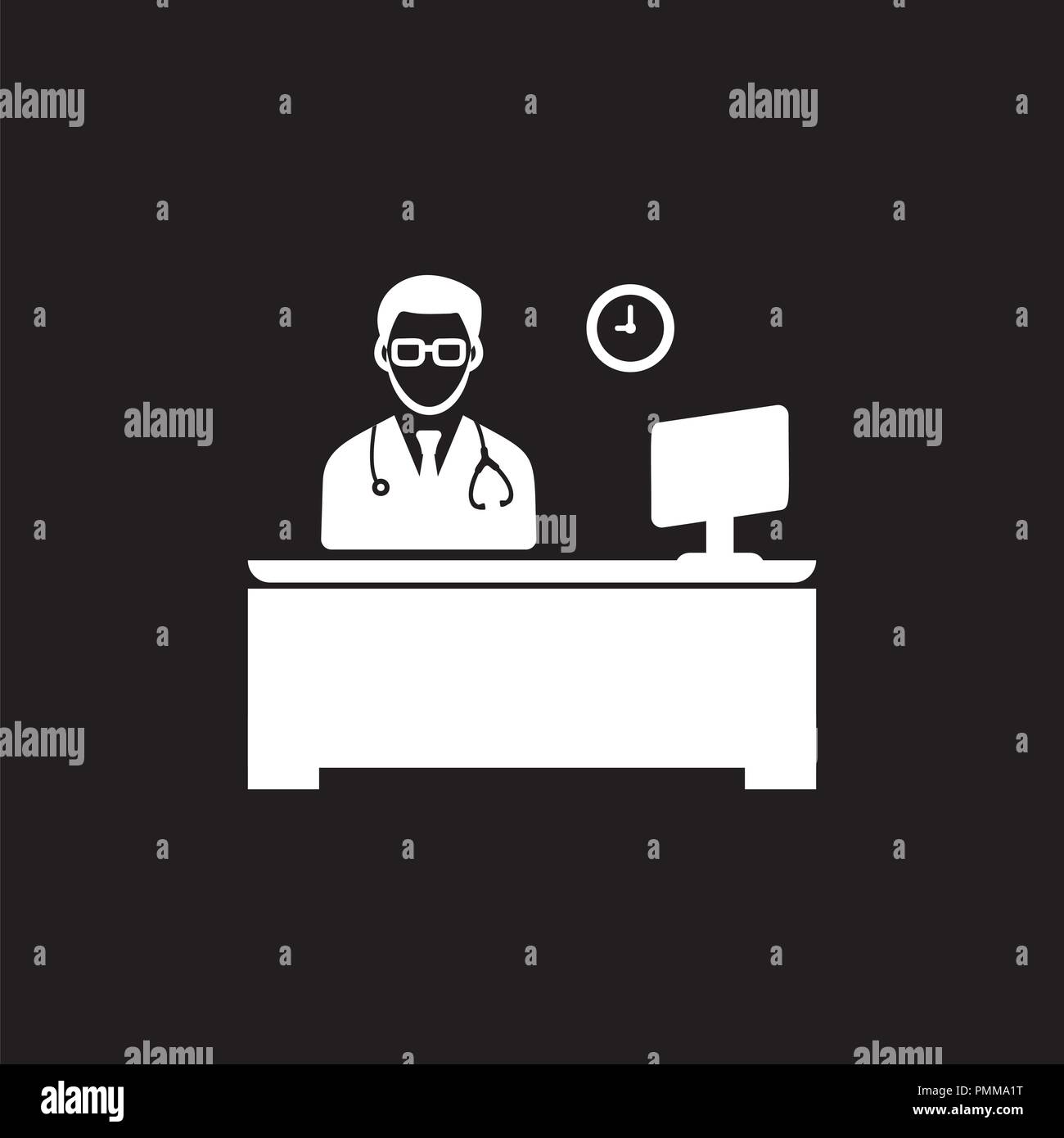 Doctor working time icon White Stock Vector Image & Art - Alamy
